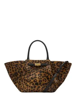 DEMELLIER The Midi New York Satchel Leopard-effect Calf Hair & Black Smooth