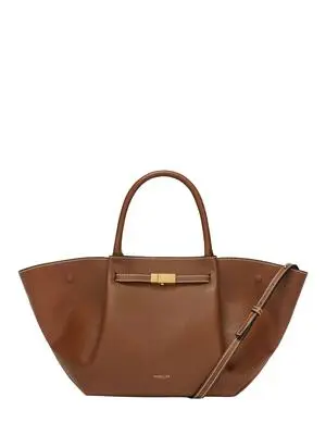 DEMELLIER The New York Satchel - Tan Small Grain Ecru Stitching