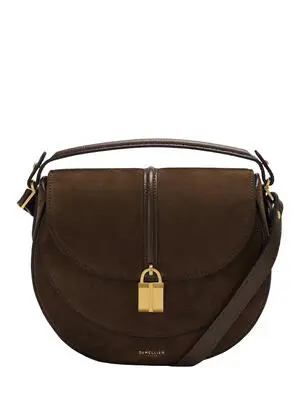 DEMELLIER The Siena Saddle Bag - Mocha Suede & Mocha Small Grain