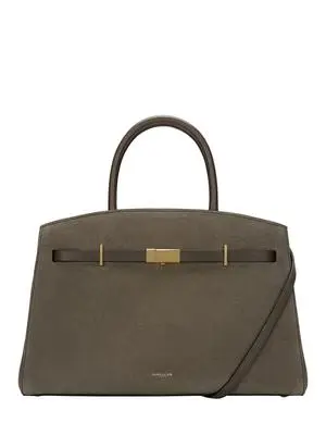 DEMELLIER The Hudson Bag - Deep Olive Suede & Deep Olive Smooth