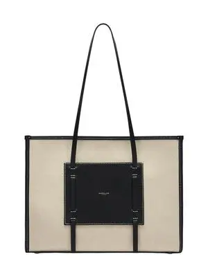 DEMELLIER DeMellier The Capri Canvas Tote Salt & Pepper Canvas Black Smooth