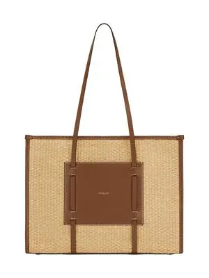 DEMELLIER DeMellier The Capri Canvas Tote Warm Raffia Tan Smooth Ecru Stitching