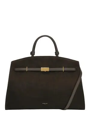 DEMELLIER The Hudson Bag Espresso Suede & Espresso Smooth