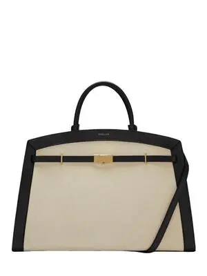 DEMELLIER The Hudson Bag Salt & Pepper Canvas Black Smooth