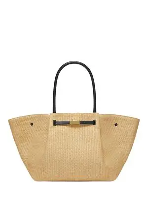 DEMELLIER The New York Tote Bag Warm Raffia Black Smooth