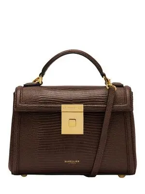 DEMELLIER The Paris Top Handle Bag Espresso Lizard Effect