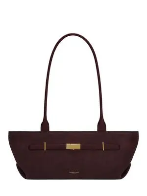 DEMELLIER The New York Shoulder Bag - Burgundy Suede & Burgundy Smooth