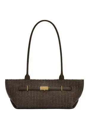 DEMELLIER The New York Shoulder Bag - Espresso Raffia