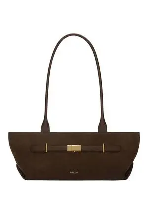 DEMELLIER The New York Shoulder Bag - Mocha Suede & Mocha Smooth