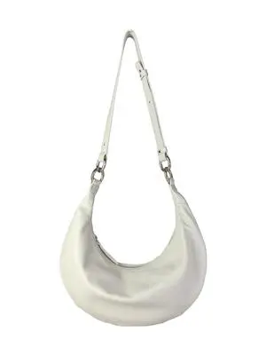 HYER GOODS Leather Convertible Hobo Crescent Ring Bag - Off-white