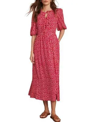 Mint Velvet Printed Midi Dress - Red