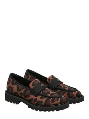 Vivaia Round-Toe Platform Loafers Brown Leopard