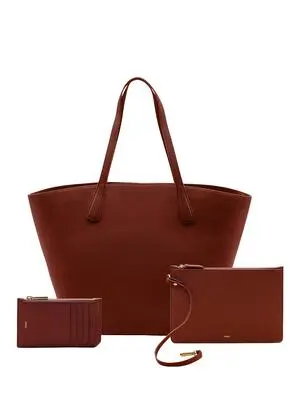 ITALIC Leather Tote And Card Holder Bundle - Desert Sun