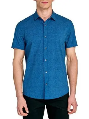 W.R.K Trim Fit Short Sleeve Performance Button-up Shirt - Blue