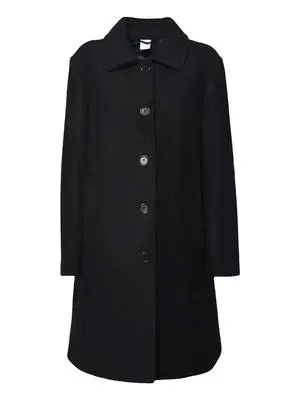 Aspesi Wool Button-down Coat - Black