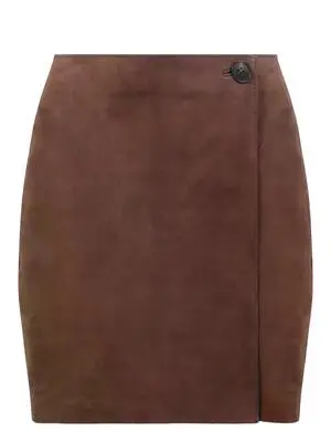 YVES SALOMON Suede Mini Skirt - Brown