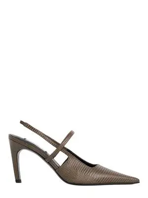 TOTEME Lizard-embossed Stiletto Slingbacks - Dark Olive