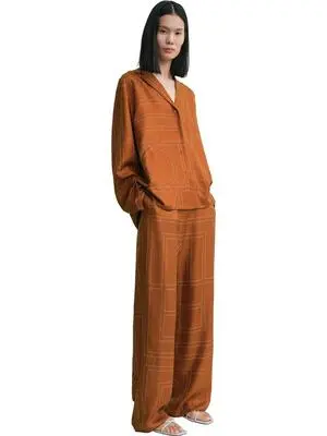 TOTÊME Monogram Silk Pajama Top - Terracotta