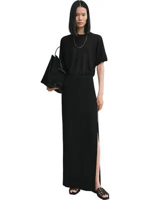 TOTÊME Long Straight High Slit Skirt - Black