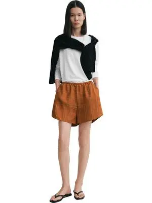 TOTEME Monogram Silk Shorts - Terracotta