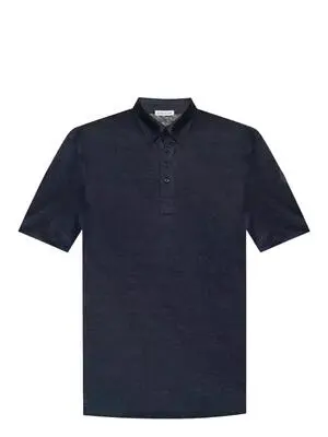 Moncler Linen Polo Shirt - Blue