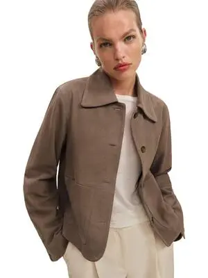 REFORMATION Veda Nell Suede Jacket - Brown
