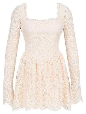 House Of Cb Square-neck Lace Mini Dress - Cream