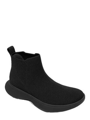 Vivaia VIVAIA Round-Toe Slip-On Sock Boots Solid Black