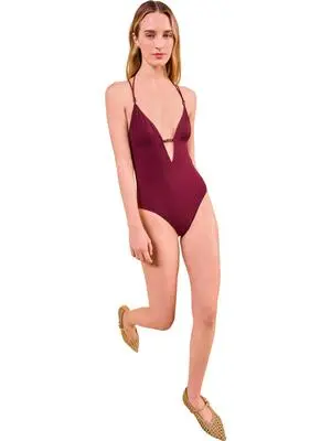 Ulla Johnson Leila Beaded Maillot - Cassis
