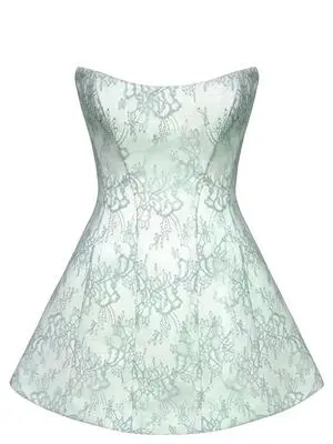 POST MERIDIEM Lace Strapless Mini Dress - Green