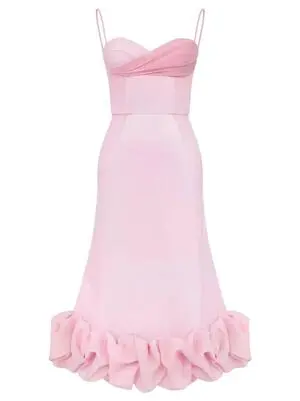 POST MERIDIEM Draped-bodice Flounced Bustier Dress - Pink