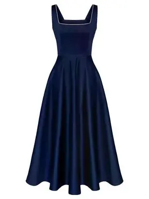 POST MERIDIEM Decorated-bodice Midi Dress - Blue
