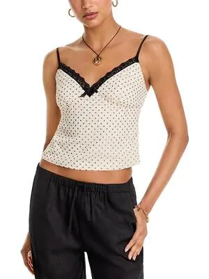 FORE Chiffon Top - Cream/black Polka Dot