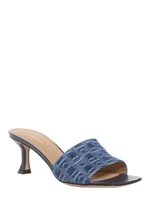 FERRAGAMO Zenobia Slide Sandals Denim Chia
