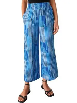 Whistles Stripe Print Cropped Pants - Blue/multi