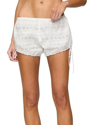 EDIKTED Eyelet Bloomer Shorts - White
