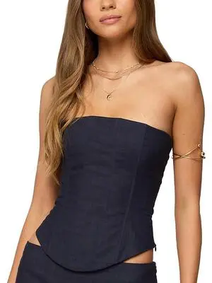 EDIKTED Rebel Linen Look Corset - Navy