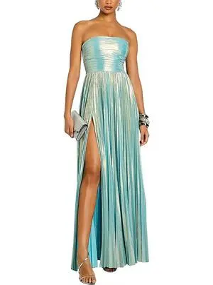 Retrofete Sevyn Pleated Side Slit Maxi Dress - Seychelles