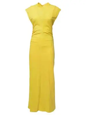 MSGM Logo-embroidered Maxi Dress - Yellow