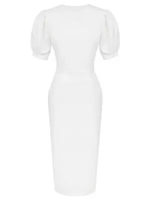 POST MERIDIEM Voluminous-sleeve Midi Dress - White
