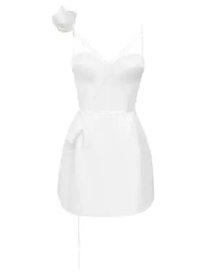 POST MERIDIEM Rose-detail Corset Mini Dress - White