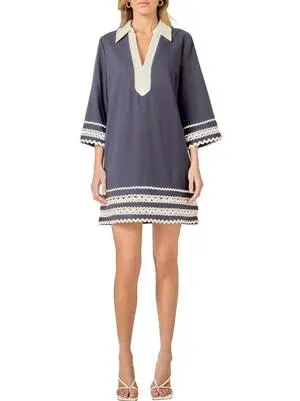 English Factory Colorblock Mini Dress - Navy