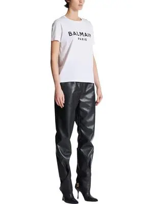Balmain T-Shirt With Paris Print And Buttons White
