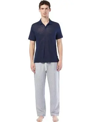 Onia Air Linen Pull-On Pant Deep Navy/white
