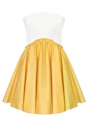 POST MERIDIEM Pleated Mini Dress - Yellow