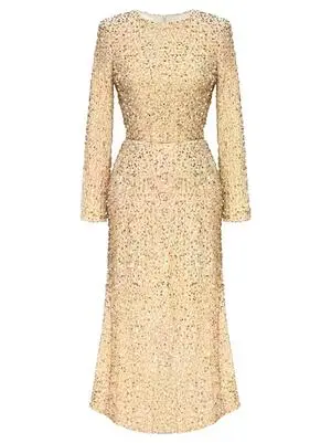 POST MERIDIEM Sequin-embellished Velvet Midi Dress - Neutrals