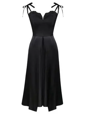 POST MERIDIEM Flowy Slit Midi Dress - Black