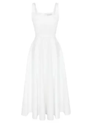 POST MERIDIEM Decorated-bodice Midi Dress - White