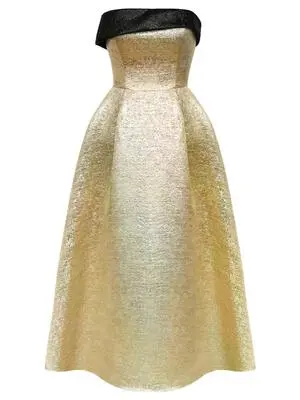 POST MERIDIEM Jacquard Midi Dress Gold