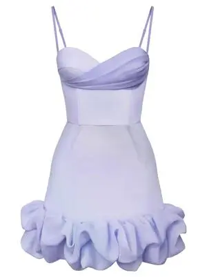 POST MERIDIEM Draped Ruffle Bustier Mini Dress - Purple